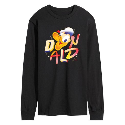 Men's Disney Donald Duck Geometric Long Sleeve Graphic T-shirt - Black ...