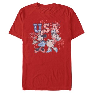 Mickey & Friends Mens July 4th Minnie and Daisy Fireworks Short Sleeve ...