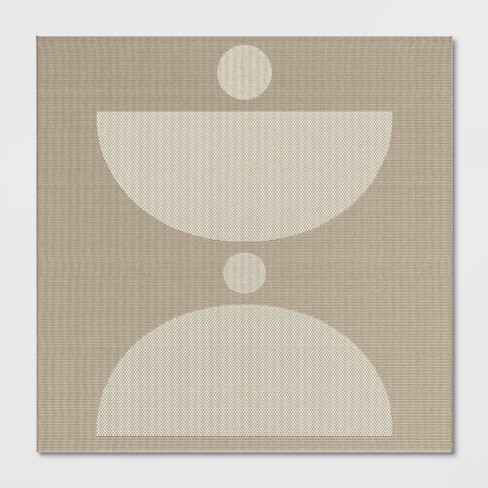 6'7"x6'7" Grace Half Circle Square Woven Indoor Outdoor Area Rug Cream ...