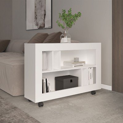 Xiyuyeu Simple Modern Console Table With Storage,movable Wheels & Open ...
