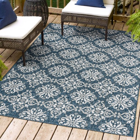 Amora Traditional Mediterranean Tile Design Navy/cream 4 Ft. X 6 Ft ...