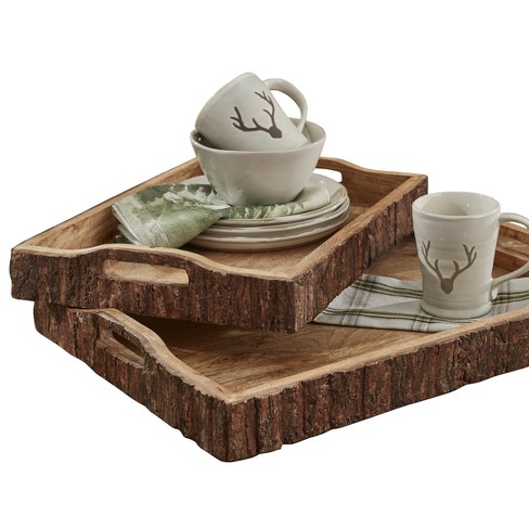 Park Designs Wood With Bark Edge Trays : Target
