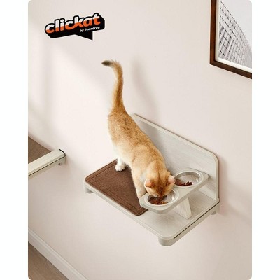 Feandrea Clickat Collection Cat Food Station, Wall-Mounted Cat Feeding ...