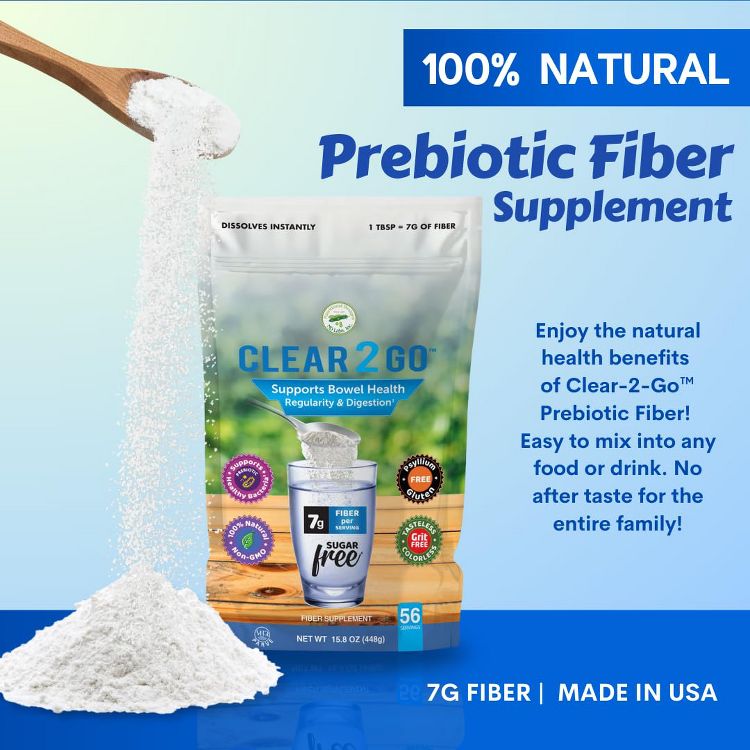 Nutritional Designs Clear 2 Go Fiber Powder Sugar-Free Prebiotic Fiber ...