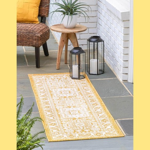 Unique Loom 2' 0 X 7' 10 Runner Indoor/outdoor Aztec Yellow Runner Rug ...