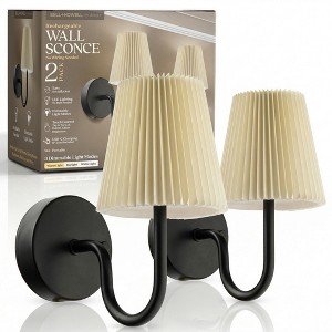 Bell + Howell Pleated Fabric 2 Pack Rechargeable LED Wall Sconces ...