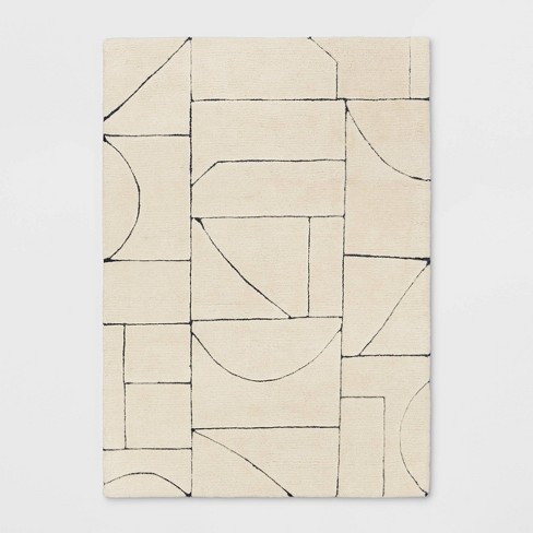 Tufted Loop Carved Area Rug Ivory/navy Blue - Threshold™ : Target