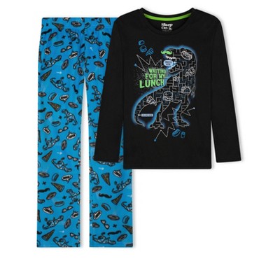 Monster Jam Boys' Grave Digger Raglan Sleep Pajama Set Shirt Pants (8 ...