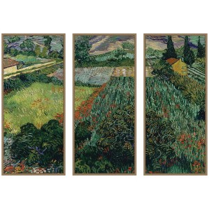 Kate and Laurel Field of Poppies Vincent Van Gogh 3 Piece Framed Canvas ...