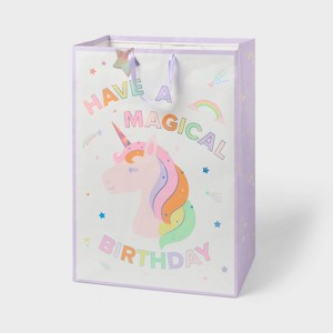 XXL 'Have a Magical Birthday' Unicorn Birthday Gift Bag with Tag White ...