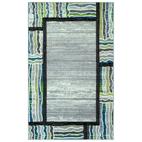Gemstone Modern Transitional Border Contemporary Indoor Area Rug, 7'x9 ...