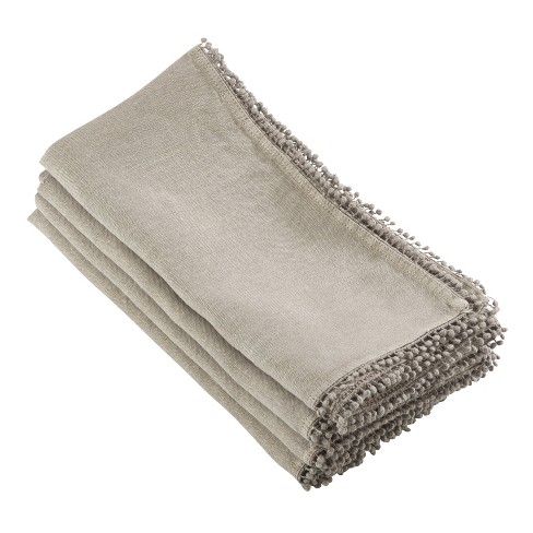 Saro Lifestyle 100% Linen Pompom Design Dinner Table Napkins (set Of 4 ...