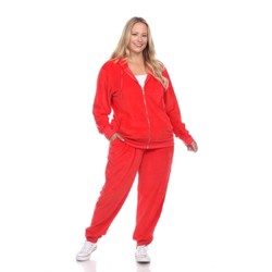 Women's 2 Piece Velour Tracksuit Set Purple Medium - White Mark : Target