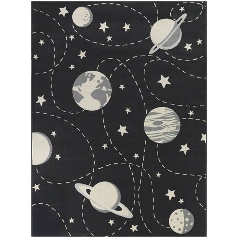 Balta Rugs 5'3"x7' Kids' Galaxy Orbit Black: Indoor Low Pile, Fade ...