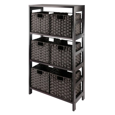42" 7pc Leo Storage Shelf With Baskets Espresso/chocolate - Winsome ...