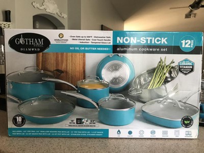 Gotham Steel Aqua Blue 12 Piece Nonstick Cookware Set : Target