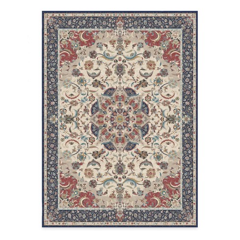 Ruggable Sima Washable Vintage Floral Area Rug - Royal Blue 5'x7'. : Target