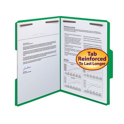 Smead File Folder, Reinforced 1/3-cut Tab, Letter Size, Green, 100 Per ...