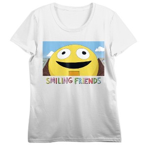 Smiling Friends Logo Graphic Juniors Women's Crew Neck Short Sleeve Tee ...