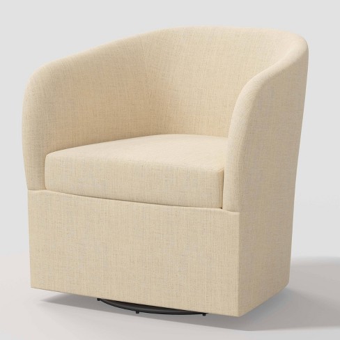 Rhea Swivel Chair In Linen Cream - Threshold™: Barrel Shape, Polyester ...