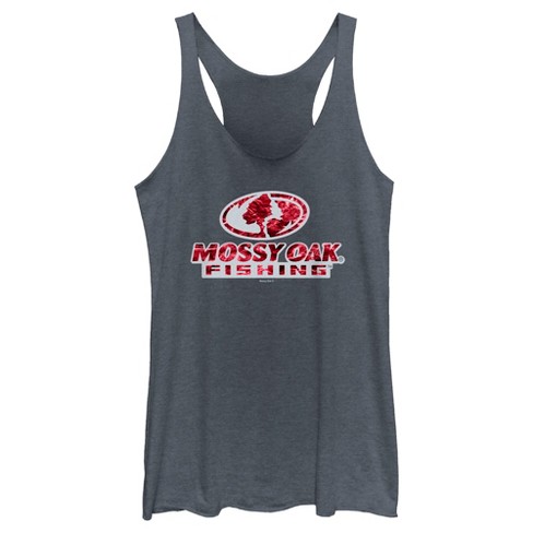 Women's Mossy Oak Red Water Bold Logo Racerback Tank Top - Navy Blue Heather - Large : Target