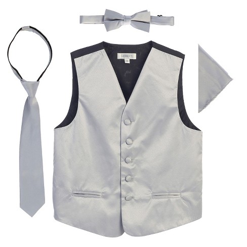 Gioberti Kids And Boys 4pc Satin Formal Vest Set, Silver, 12 : Target