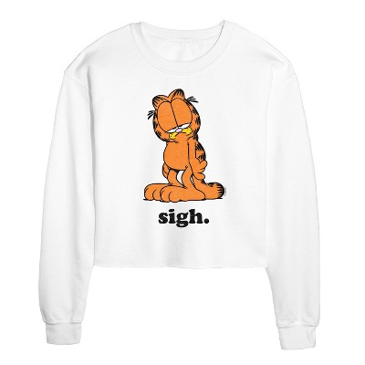 - Garfield - Sigh Garfield Cropped Long Sleeve Crew Neck Sweatshirt ...
