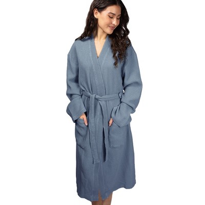 Cariloha Waffle Knit Bath Robe | Marine Blue | Unisex, Small/medium ...
