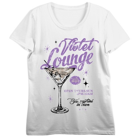 Violet Lounge Martini Women's White Short Sleeve Tee-xs : Target