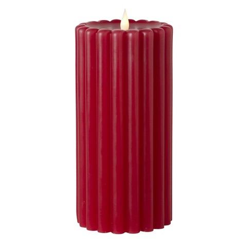 Seasonal Llc Wide Ribbed Motion Flameless Candles 4x10 Red : Target