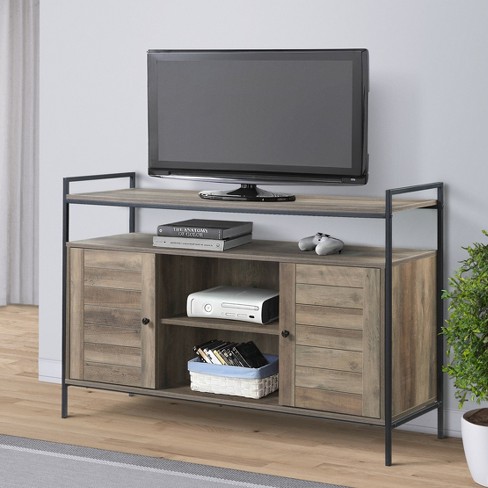 Nicbex Rustic Tv Stand With 2 Doors And Open Storage Entertainment ...