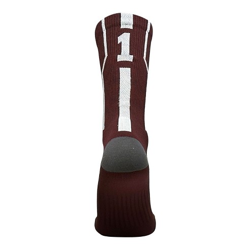 Mk Socks Player Id Jersey Number Single Crew Sock - Maroon, White ...
