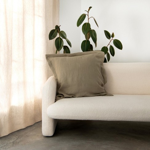Flanged French Linen Euro Pillow - Moss | Bokser Home : Target