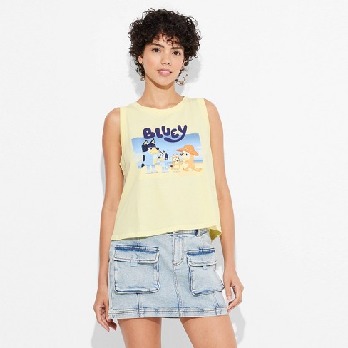 Women's Bluey Beach Graphic Tank Top - Lemon Yellow : Target