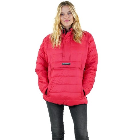 Members Only Women's Popover Puffer Oversized Jacket - Red - Large : Target