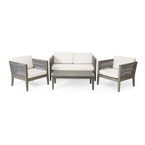 Christopher Knight 4pc Home Remy Outdoor Acacia Wood Patio Set ...