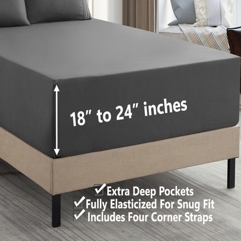 18"-24" Extra Deep Pocket, 4-piece Bed Sheets Set - Full, Gray : Target
