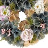 Northlight 10" Tan and Blue Wooden Floral Spring Wreath : Target