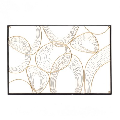 Luxenhome Gold And Black Metal Abstract Rectangular Wall Décor : Target
