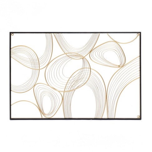 Luxenhome Gold And Black Metal Abstract Rectangular Wall Décor : Target