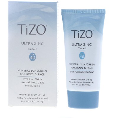 Tizo Ultra Zinc Body & Face Sunscreen Tinted Spf40, 3.5 Oz : Target