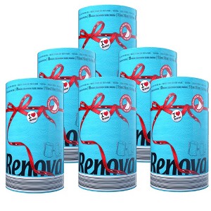 Renova Blue Paper Towels, 6 Roll Stock-Up Pack, 2-Ply Jumbo Rolls, 120 ...