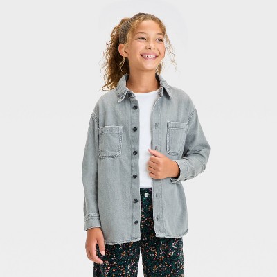 Girls' Denim Shacket - Art Class™ : Target