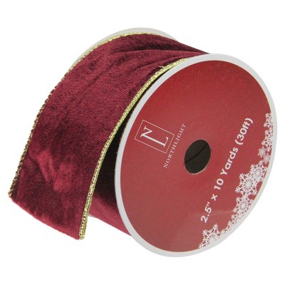 Northlight Shiny Red And Gold Solid Wired Christmas Craft Ribbon 2.5" X ...