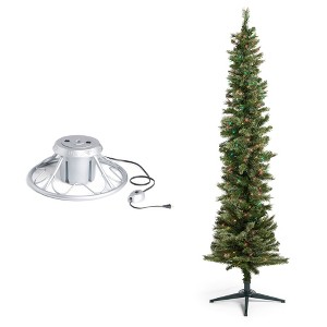Home Heritage 1-1.75" Christmas Tree Base Rotating Metal Stand With ...