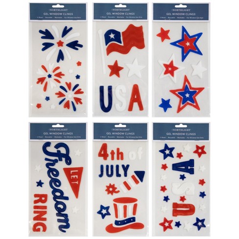Northlight Set Of 6 Double Sided Patriotic Celebration Gel Window ...
