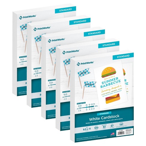 5pk 100 Sheets/pack 67lb Cardstock 8.5"x11" White - Printworks: Vellum ...