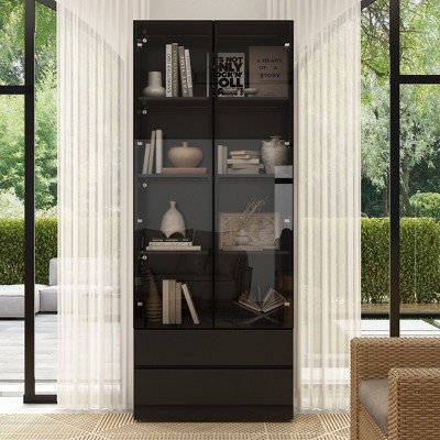 Famapy Black 78.7"w Large Combo Storage Cabinet Spacious Pantry With ...