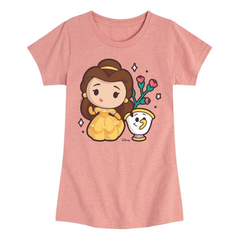 Disney Princess Kawaii Chibi Belle And Chip Fitted Short Sleeve Graphic ...