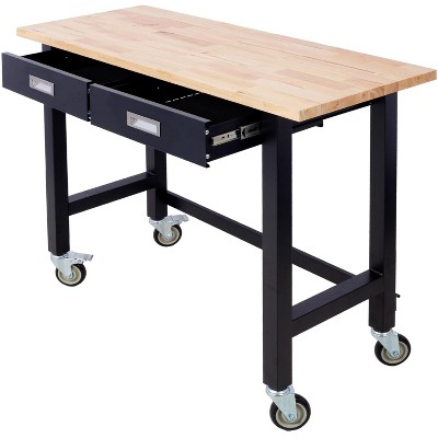Adjustable Workbench - Heavy-Duty Bamboo and Steel Workstation with ...